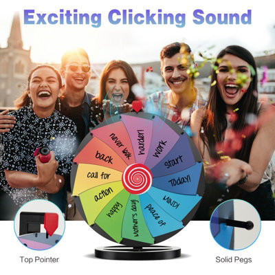 Costway 60 cm Tabletop Spinning Wheel for Prizes W/ Dry Erase Marker