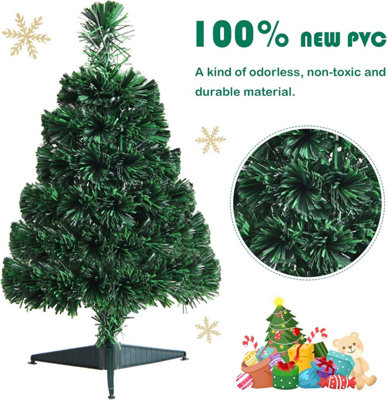 COSTWAY 60cm Fiber Optic Christmas Tree Tabletop Mini Xmas Tree w/ 60 ...
