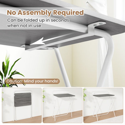COSTWAY 60CM Folding Computer Desk Compact Home Office Writing Desk-Grey
