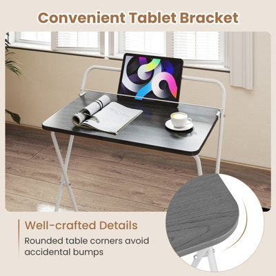 COSTWAY 60CM Folding Computer Desk Compact Home Office Writing Desk-Grey