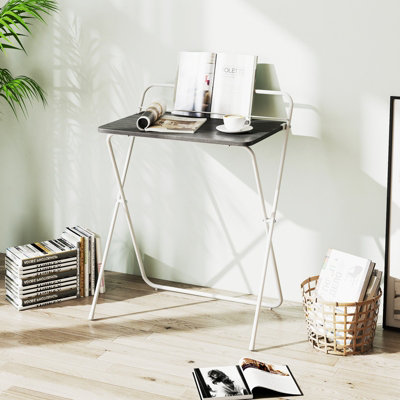 COSTWAY 60CM Folding Computer Desk Compact Home Office Writing Desk-Grey