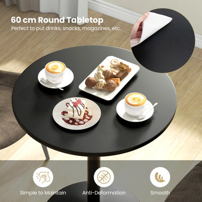 COSTWAY 60cm Round Dining Table Modern Bar Table with Metal Pedestal Base