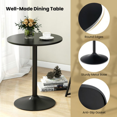 COSTWAY 60cm Round Dining Table Modern Bar Table with Metal Pedestal Base