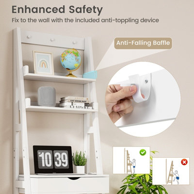 COSTWAY 60cm Slim Vanity Desk Stool Set Ladder Dressing Table w/ Flip ...