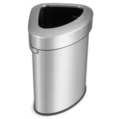 Costway 60L Corner Trash Can Rubbish Bin Stainless Steel Stay Open ...