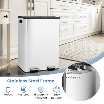 Buy Costway 60L Dual Bin Trash Can 2 x 30L Classified Garbage Bin with 2 Deodorizer Compartments ...