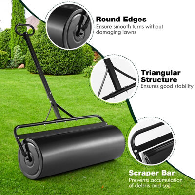COSTWAY 63L Metal Garden Lawn Roller Water Sand Filled Drum Grass ...
