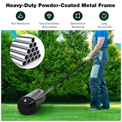 COSTWAY 63L Metal Garden Lawn Roller Water Sand Filled Drum Grass ...