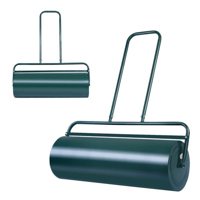 Costway 63L Metal Lawn Roller Water/Sand Filled Garden Drum Roller w/ U ...