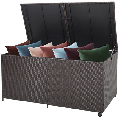 Costway 660L Deck Storage Box Outdoor Wicker Storage Container w ...