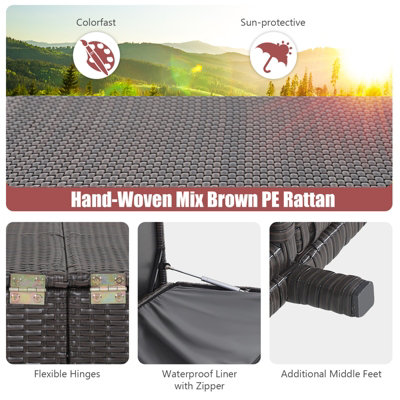 Costway 660L Deck Storage Box Outdoor Wicker Storage Container w/ Wheels