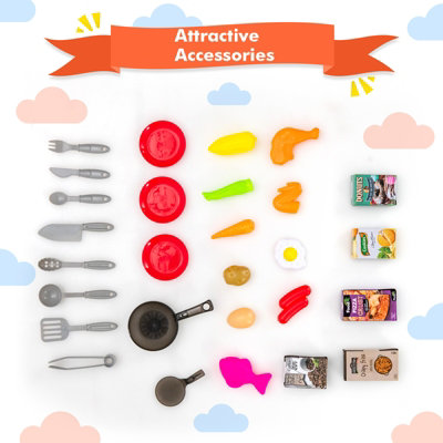 Costway 67PCS Kids Children Play Kitchen Set W/ Simulated Food Age 3+