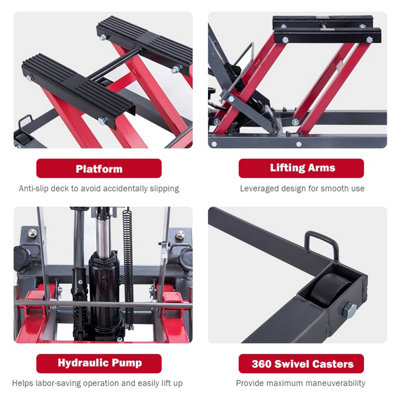 COSTWAY 680 kg Hydraulic Motorcycle/ATV Jack Lift Hoist Jacks Repair Bike Auto Hoists