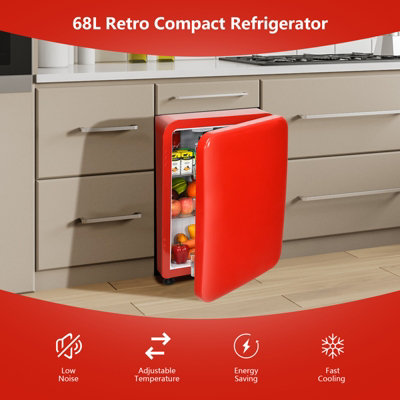 Costway 68L Compact Refrigerator Auto Defrost Reversible Door Mini ...