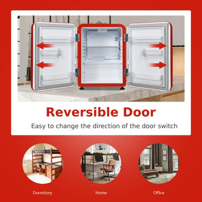 Costway 68L Compact Refrigerator Auto Defrost Reversible Door Mini ...