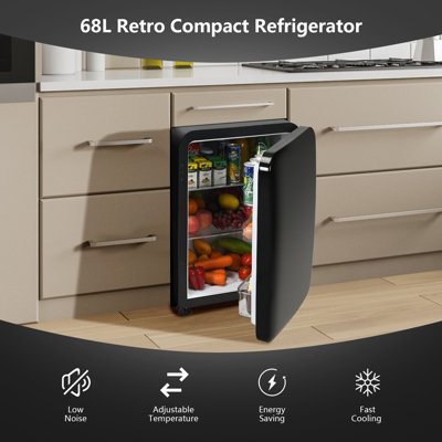 Costway 68L Compact Refrigerator Auto Defrost Reversible Door Mini ...