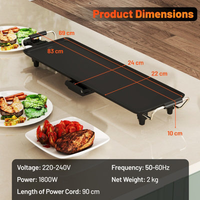 COSTWAY 69 x 22cm Electric Griddle Extra Large Teppanyaki Grill-Black