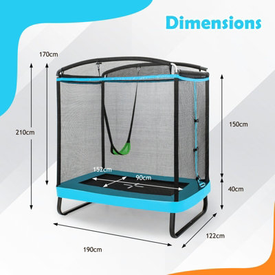 COSTWAY 6FT 2-IN-1 KIDS TODDLER RECTANGLE TRAMPOLINE W/ SWING ...