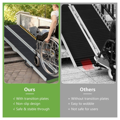 COSTWAY 6FT Portable Aluminum Wheelchair Ramp Home Threshold Ramp w ...