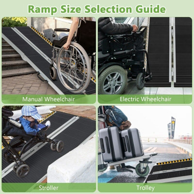 COSTWAY 6FT Portable Aluminum Wheelchair Ramp Home Threshold Ramp w ...