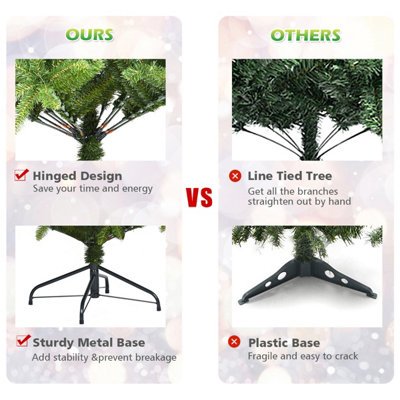 Costway 6FT Unlit Spruce Christmas Tree Premium PVC Hinged w/Foldable ...