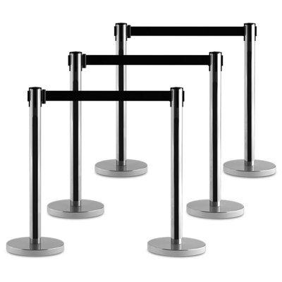 Costway 6pcs Stanchion Queue Rope Barrier Posts Stand Retractable ...