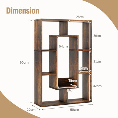 Costway 7-Cube Bookcase Wooden Storage Geometric Bookshelf Corner ...