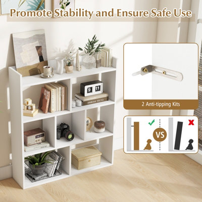 Costway 7 Cubes Open-back Bookshelf Home Storage Display Shelf Wooden ...