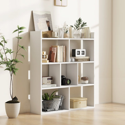 Costway 7 Cubes Open-back Bookshelf Home Storage Display Shelf Wooden ...