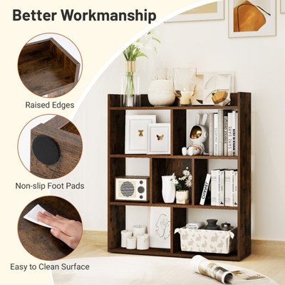 Costway 7 Cubes Open-back Bookshelf Home Storage Shelf Wooden Bookcase ...