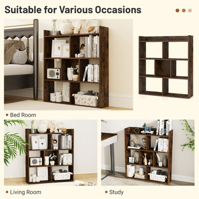 Costway 7 Cubes Open-back Bookshelf Home Storage Shelf Wooden Bookcase ...