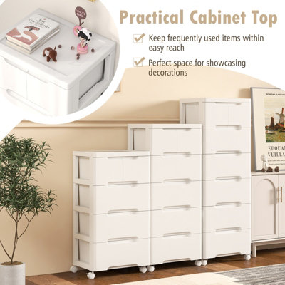 COSTWAY 7-Drawer Rolling Cabinet Plastic Storage Cart 6-tier Drawer ...