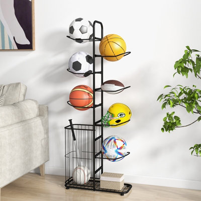 Costway 7-Tier Basketball Ball Storage Rack Sports Equipment Display ...