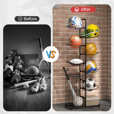 Costway 7-Tier Basketball Ball Storage Rack Sports Equipment Display ...