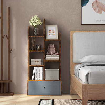 Costway 7 Tier Bookshelf Open Storage Wood Bookcase Organizer Display ...