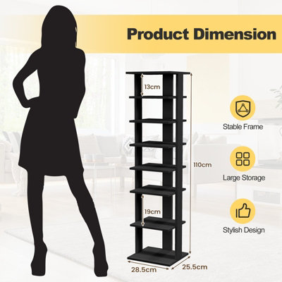 Costway 7-Tier Shoe Rack Hallway Shoe Storage Organizer Shoe Stand-Black