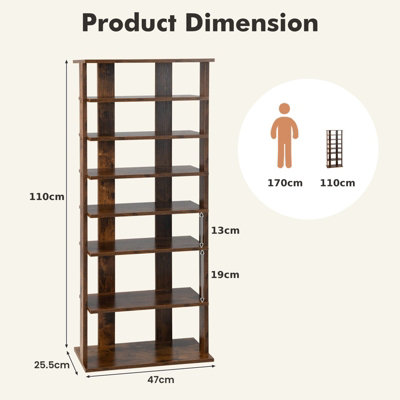 Costway 7 Tiers Double Shoe Rack Entryway Tall Display Shelf Vertical ...