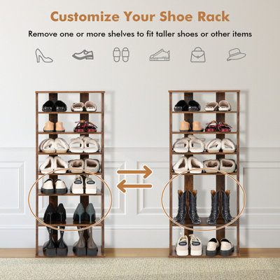 Costway 7 Tiers Double Shoe Rack Entryway Tall Display Shelf Vertical ...
