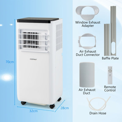 Costway 7000 BTU Portable Air Conditioner Mobile AC Unit 24H Timer w ...