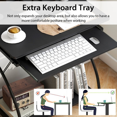 Costway 70cm Wooden Computer Desk Writing Workstation PC Laptop Table w ...