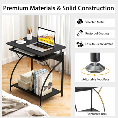 Costway 70cm Wooden Computer Desk Writing Workstation PC Laptop Table w ...