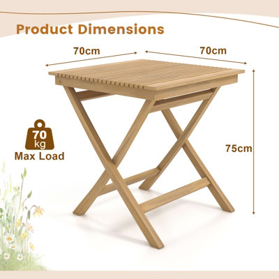Costway 70cm Wooden Patio Square Bistro Table Outdoor Coffee Table w ...