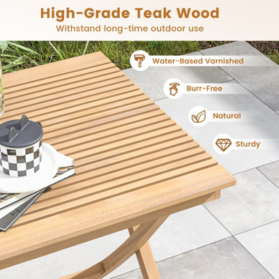 Costway 70cm Wooden Patio Square Bistro Table Outdoor Coffee Table w ...