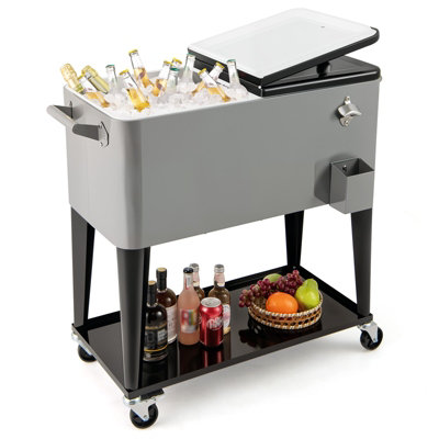COSTWAY 75 L Rolling Ice Chest Portable Outdoor Drink Beverage Cooler ...