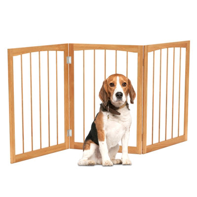 COSTWAY 76 CM Tall Foldable Pet Gate 3-Panel Wooden Dog Fence Solid ...