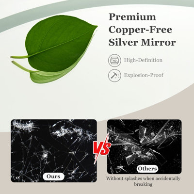 Costway 76CM Defog Bathroom Mirror Wall Mounted Shatterproof LED ...