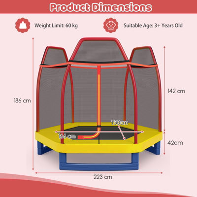 Costway 7FT Kids Trampoline Mini Round Bounce Jumper with Safety ...