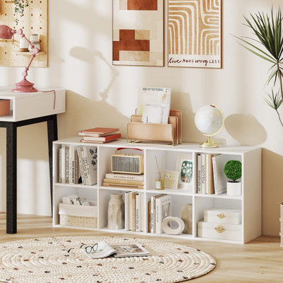 Costway 8-Cube Bookcase Storage Organizer w/ 2 Anti-Tipping Kits-White