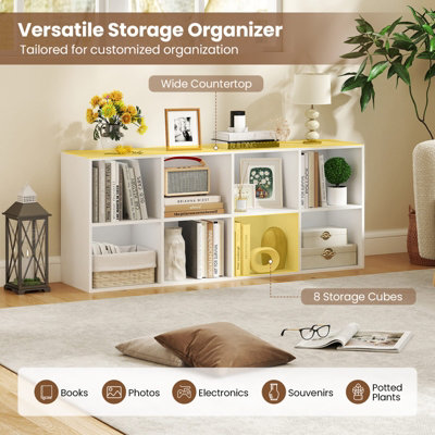 Costway 8-Cube Bookcase Storage Organizer w/ 2 Anti-Tipping Kits-White