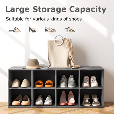 Costway 8-Cube Shoe Bench Entryway Shoe Rack Cabinet 8 Cubbies Storage ...